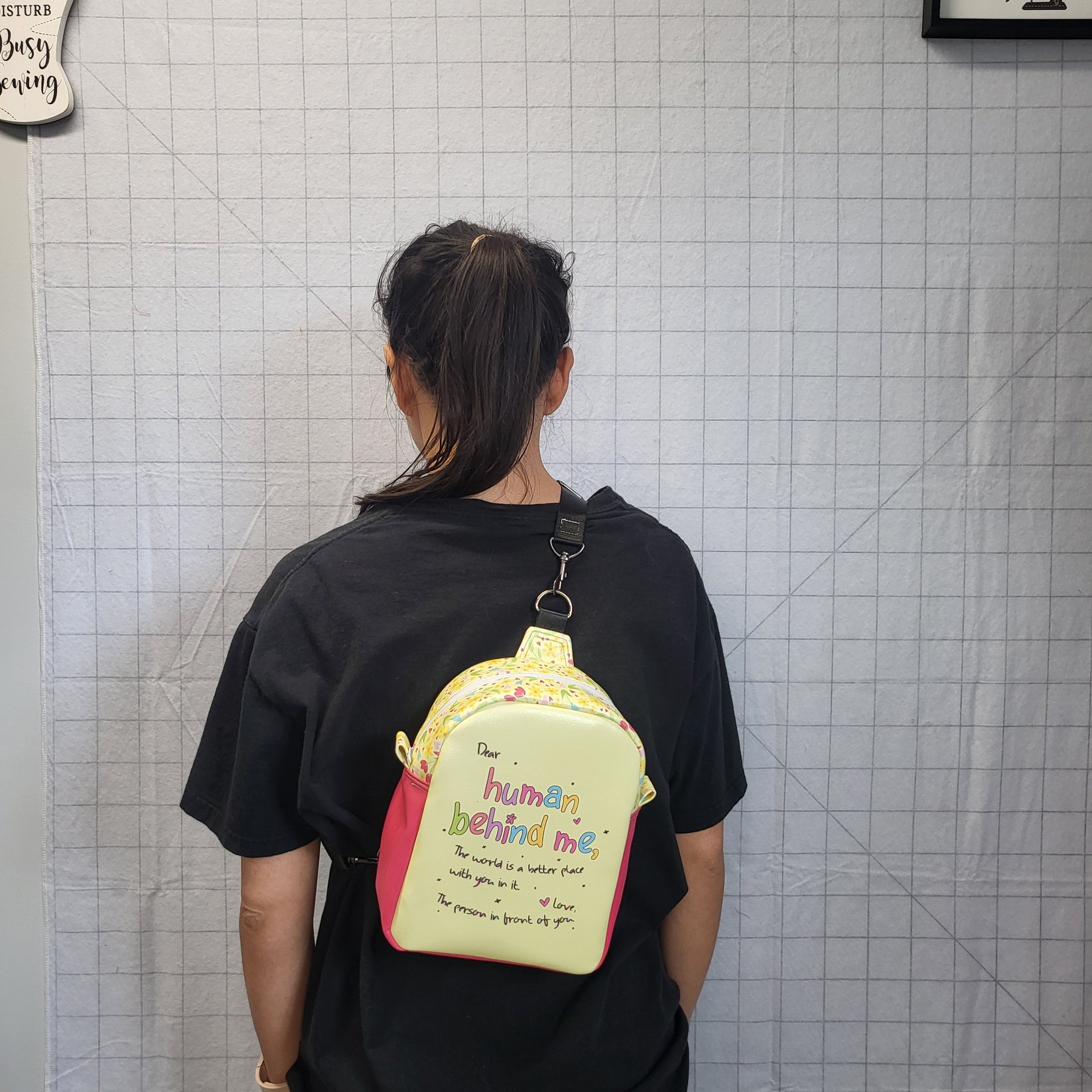 Dear Human Behind Me Sling Crossbody Mini Backpack with Detachable & A ...