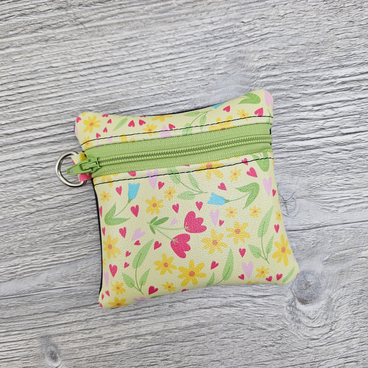 Mini Yellow Floral Zipper Pouch with D Ring – The Steady Hand
